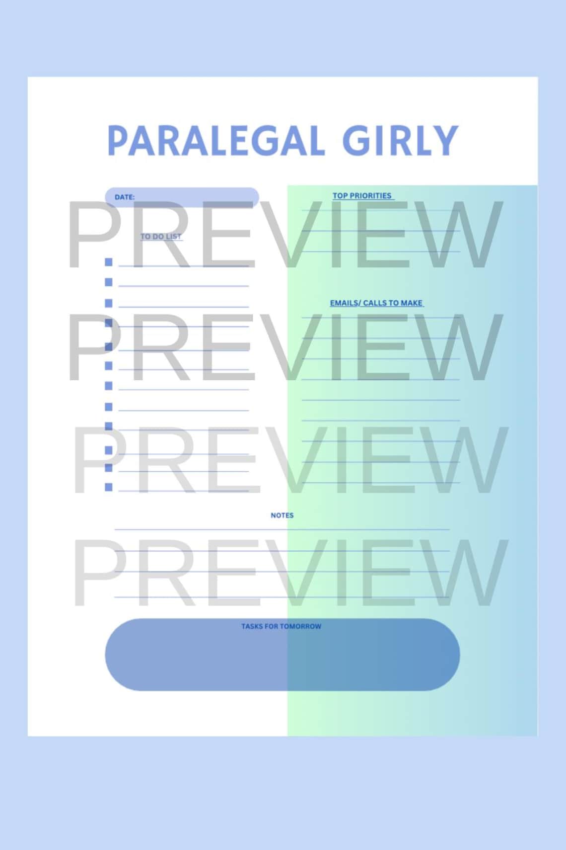 Paralegal Daily Planner Printable: Law Office To-do List (PDF Download ...