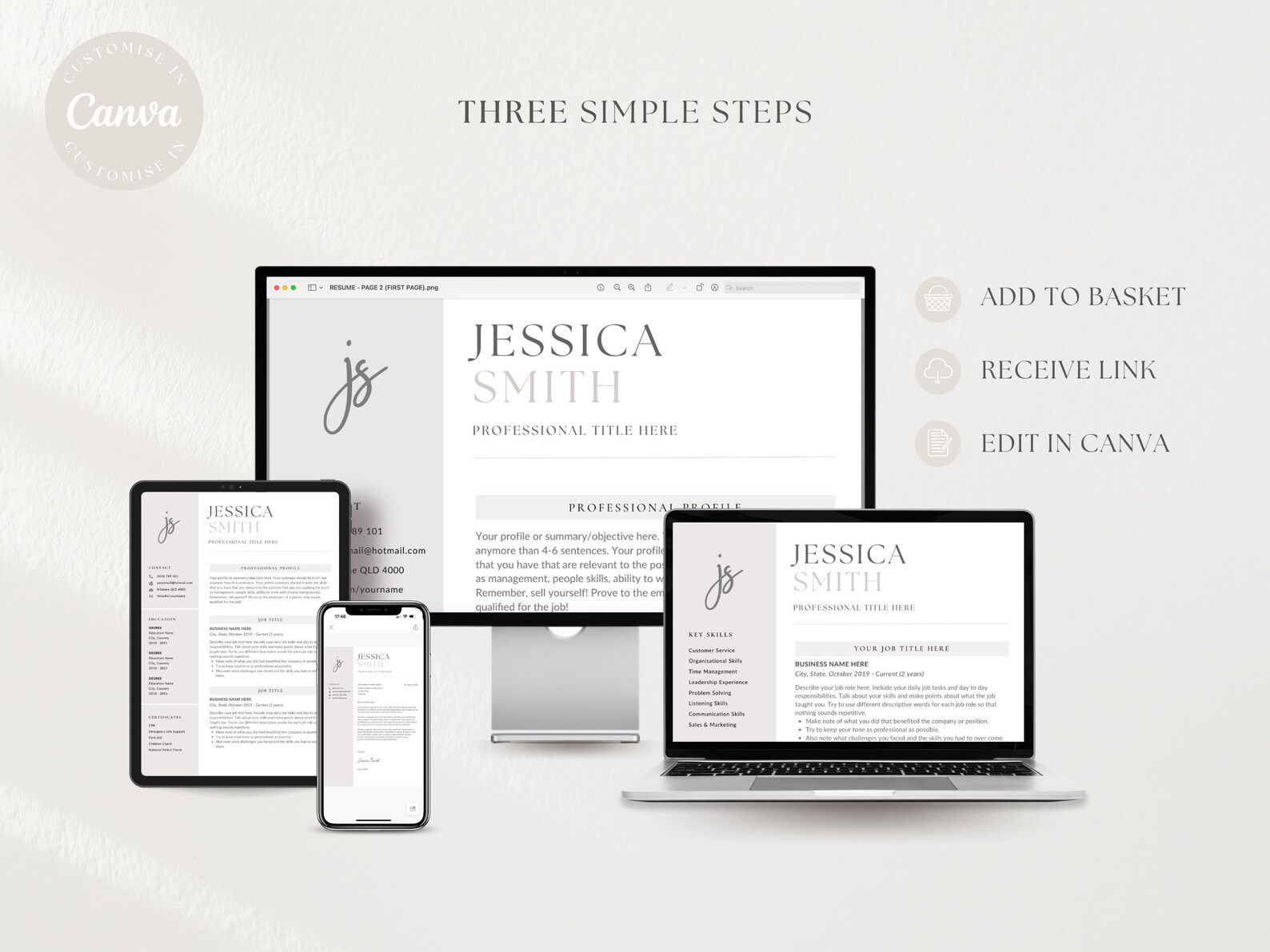 Resume Resume Template Cover Letter Professional Resume - Etsy