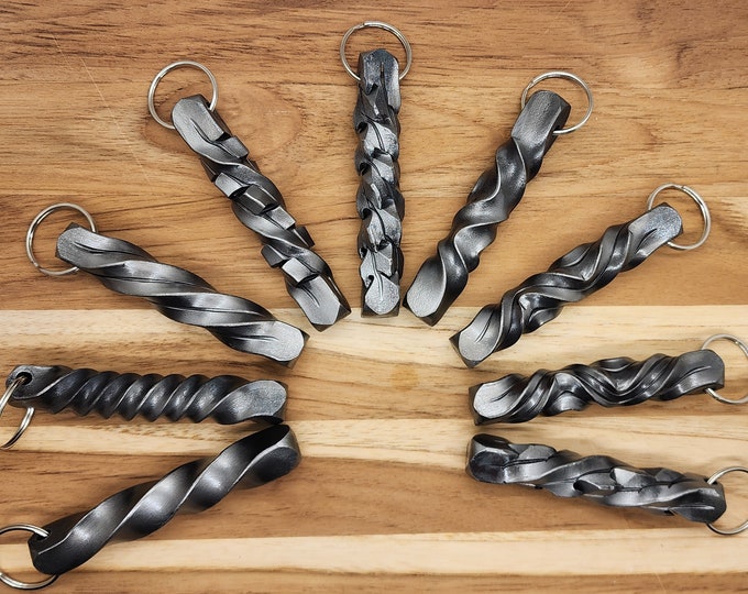 Hand Forged Steel Twist Keychain Fob - Etsy 日本
