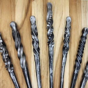Hand Forged Steel Wand With Twisted Handle - Etsy