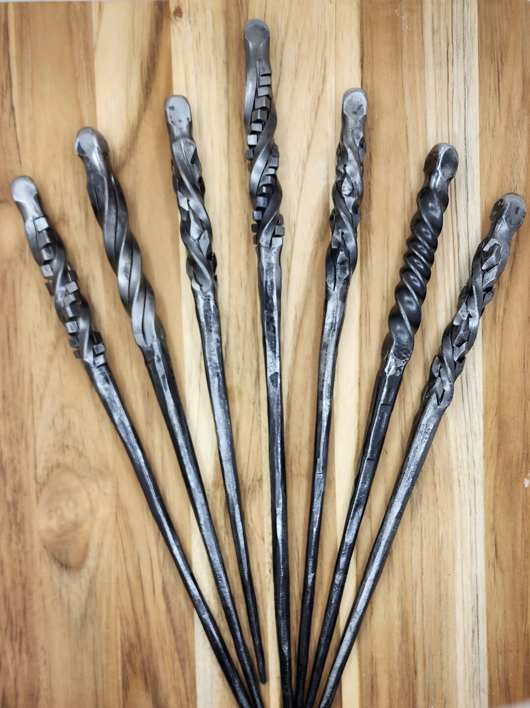 Hand Forged Steel Wand With Twisted Handle - Etsy