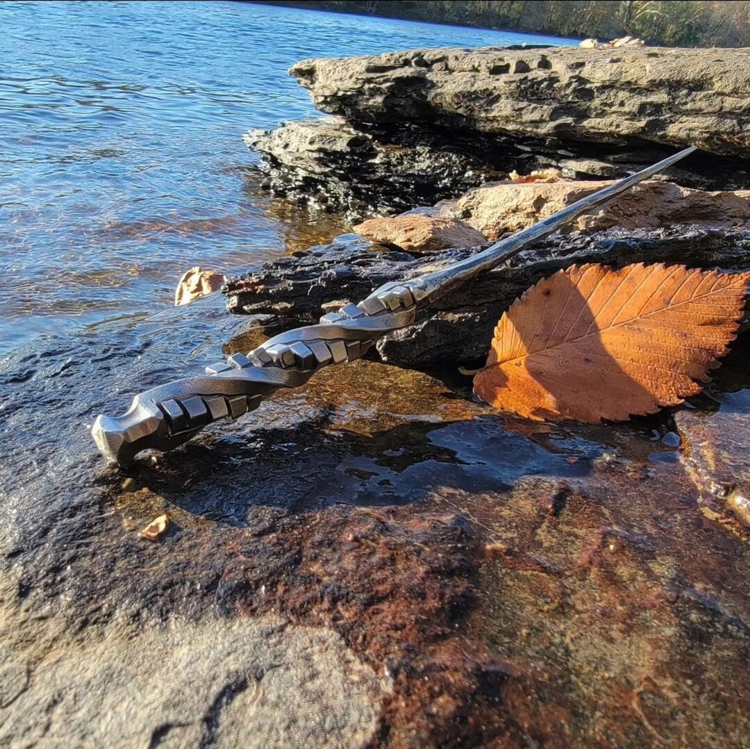 Hand Forged Steel Wand With Twisted Handle - Etsy