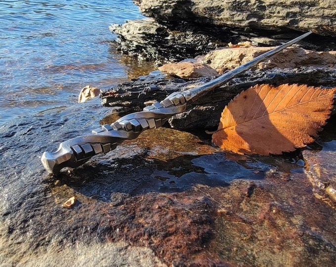 Hand Forged Steel Wand With Twisted Handle - Etsy