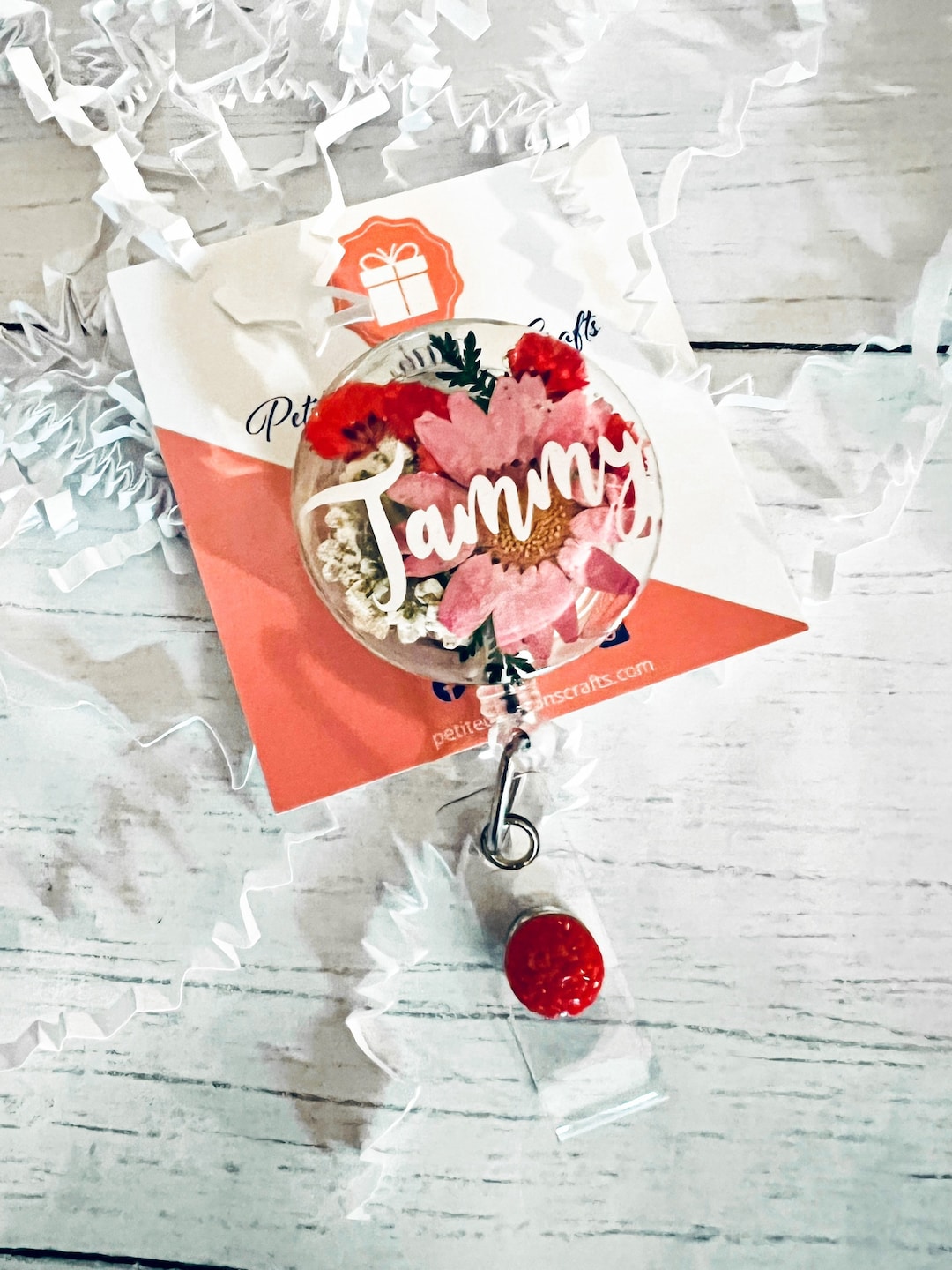 Pressed Flower Badge Reel, Personalized Floral Badge Reel, RN Badge ...