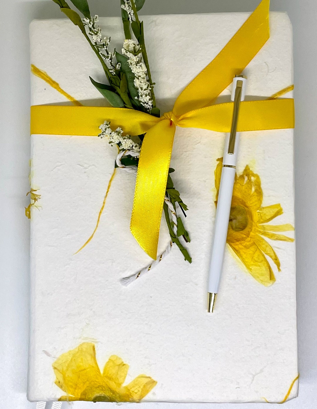 Yellow Pressed Flower Bullet Journal - Etsy