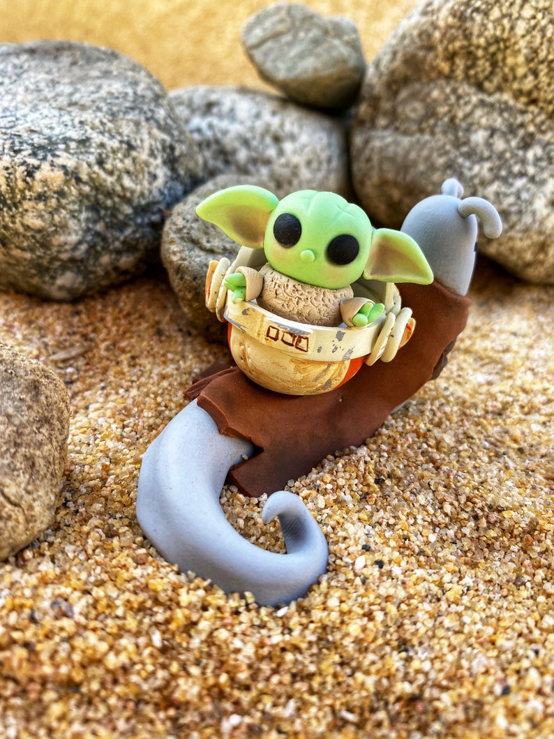 Fanart Mandalorian Baby Yoda Grogu Polymer Clay Snail - Etsy