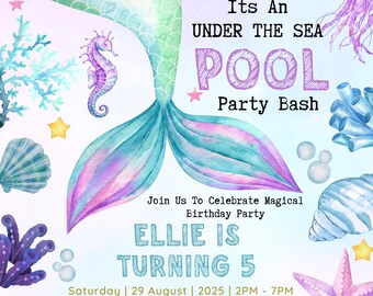 Colorful Pool Party Invitation - Etsy
