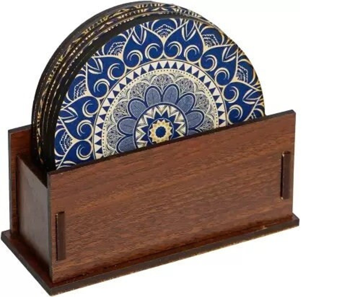 Round Wooden Coaster Set (pack of 6) - Etsy