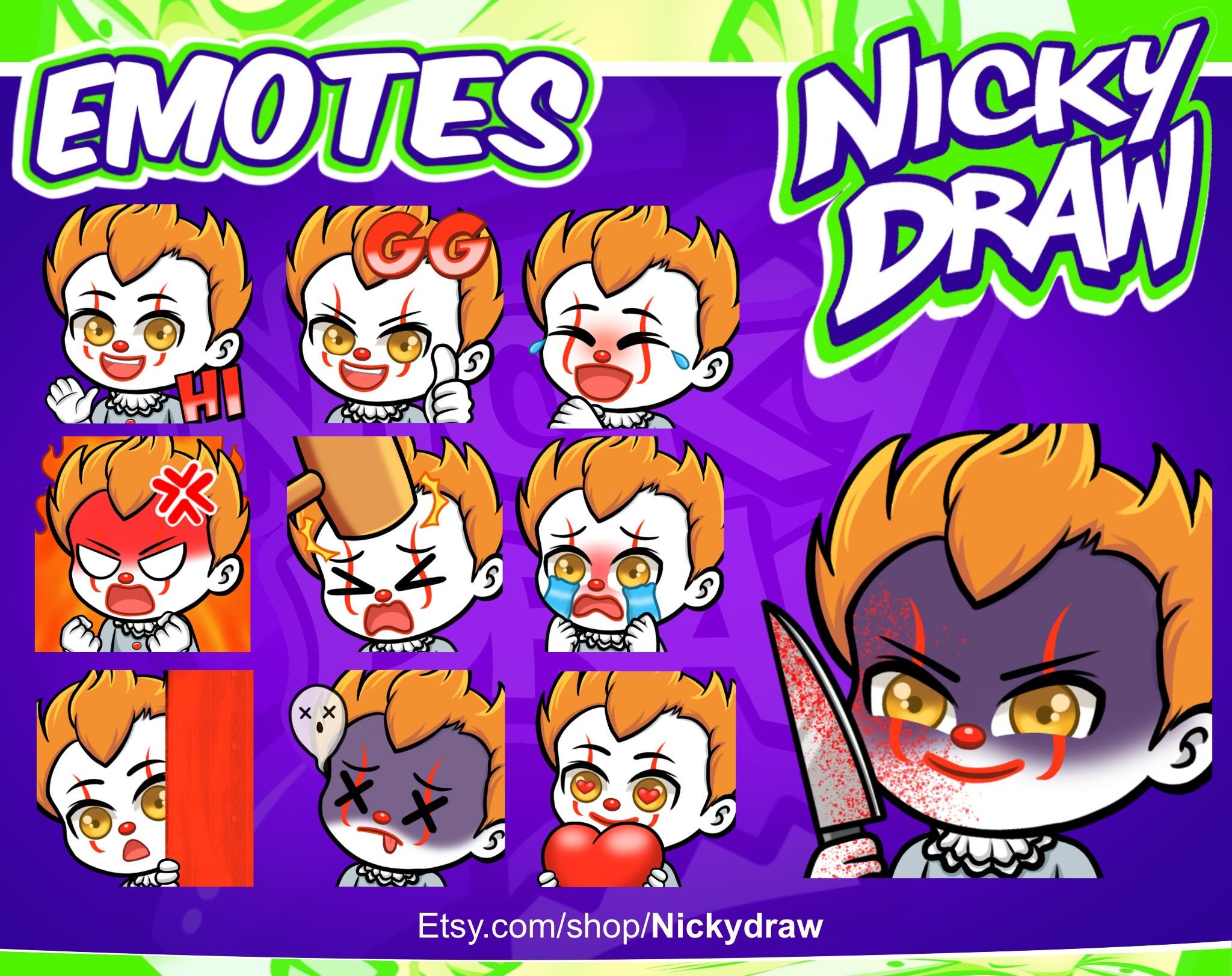 Pennywise Twitch Emotes // DBD Twitch Emotes // Horror Twitch Emotes ...