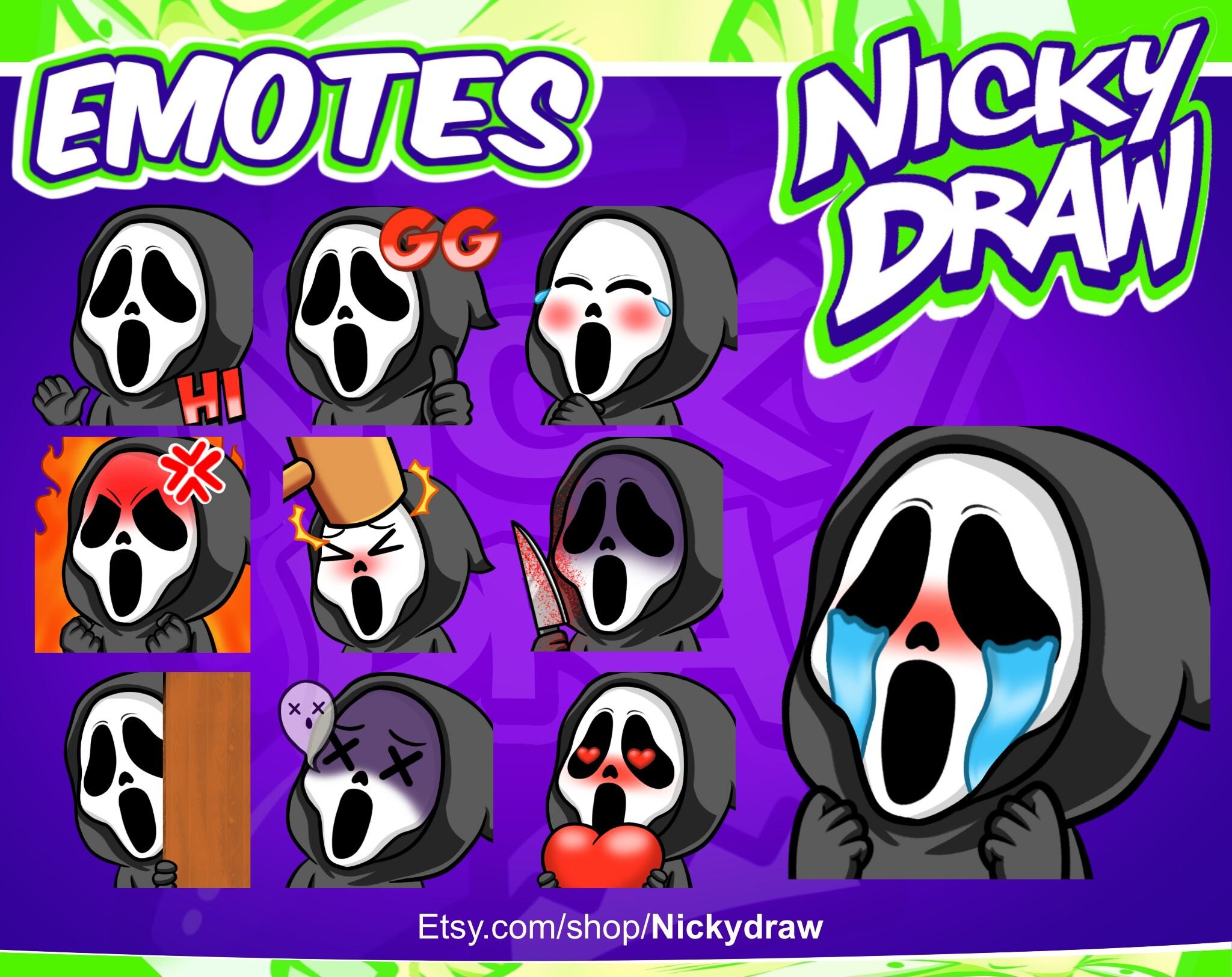Ghostface Twitch Emotes // 10x Horror Emotes // DBD Twitch Emotes ...