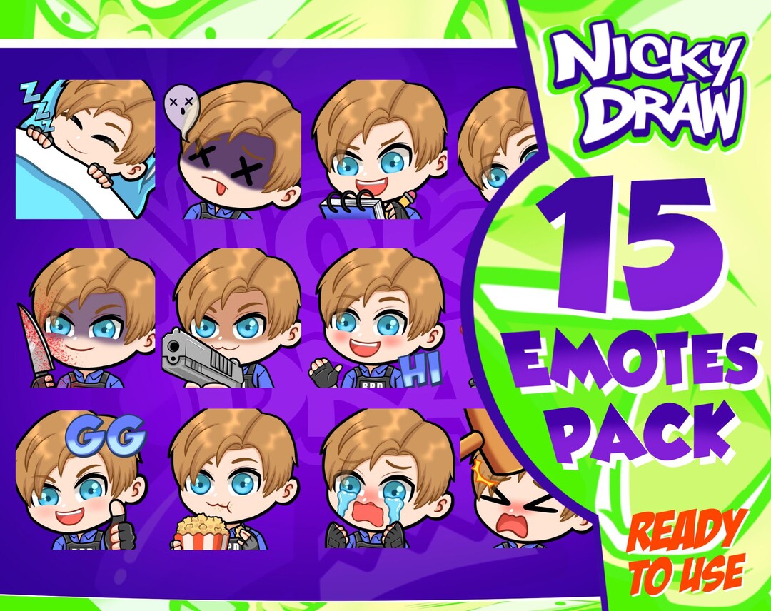 Leon Twitch Emotes // 15x Horror Emotes // DBD Twitch Emotes // Cute ...