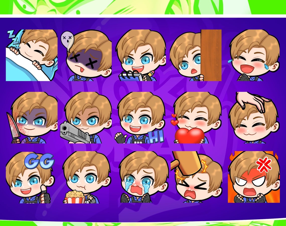 Leon Twitch Emotes // 15x Horror Emotes // DBD Twitch Emotes // Cute ...