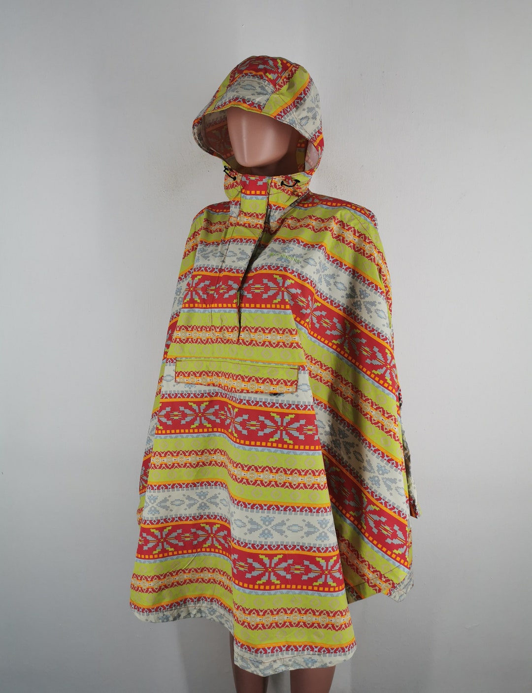 Columbia Poncho Omni-tech Jacket Columbia Aztec Windbreaker - Etsy