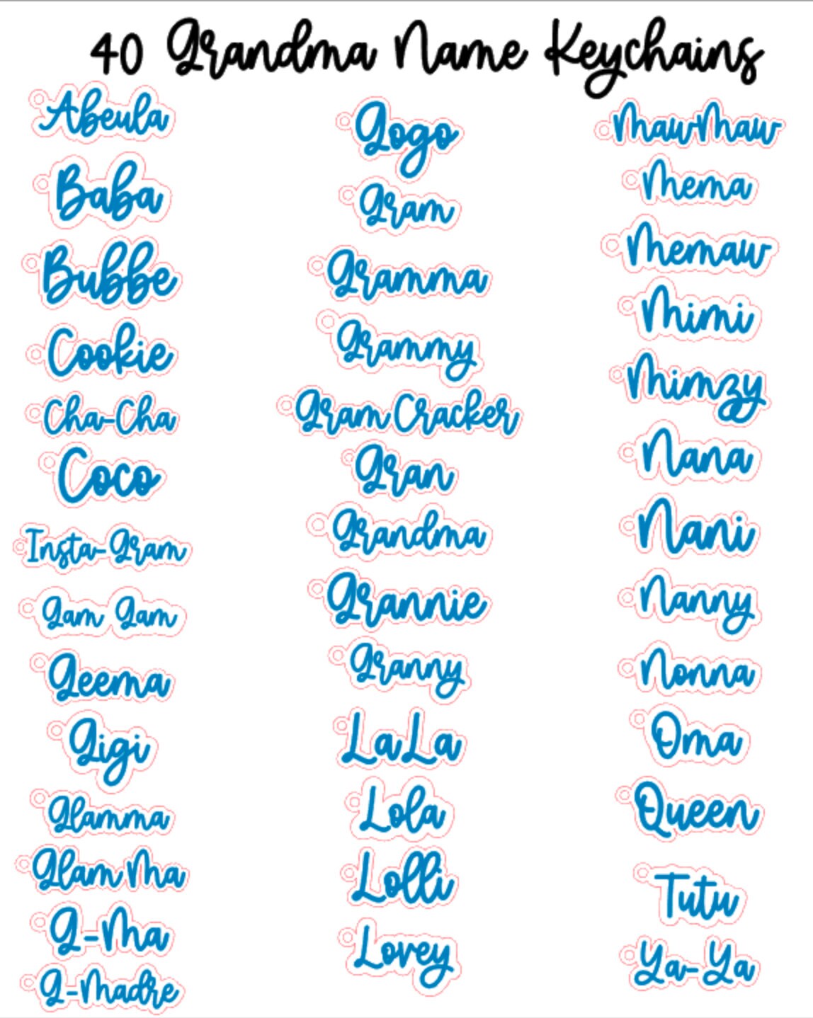 40 Grandma Keychain SVG Bundle, Laser Ready File, Grandma SVG, Grandma ...