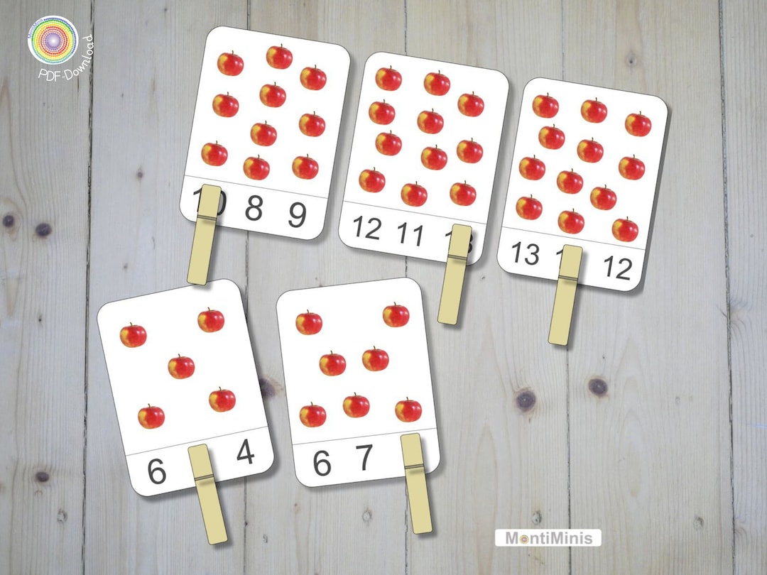 Counting Apples (counting & Clip Cards)-print Template-counting Apples ...
