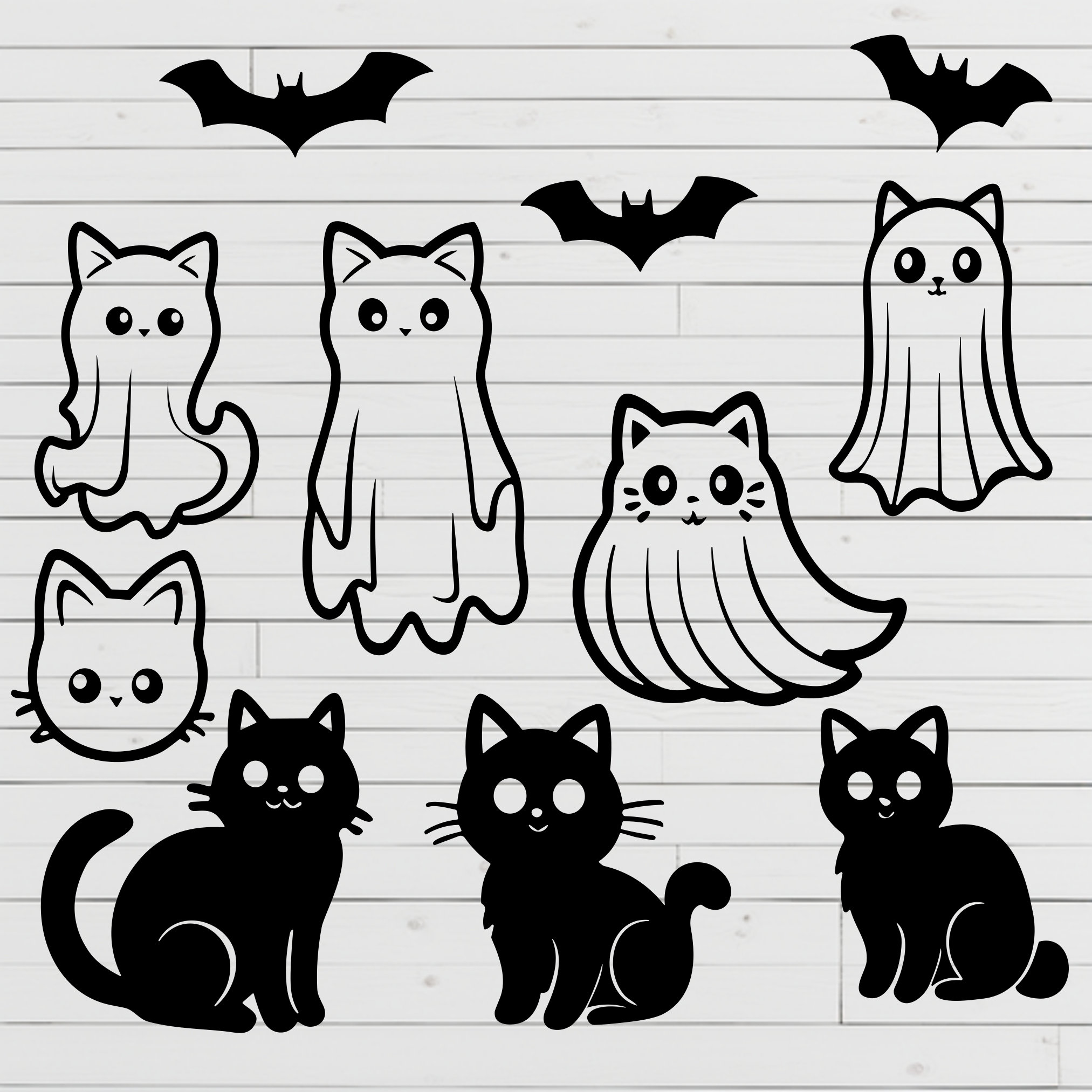 Spooky Cats and Ghostly Friends SVG Bundle - Halloween Delights! - Etsy
