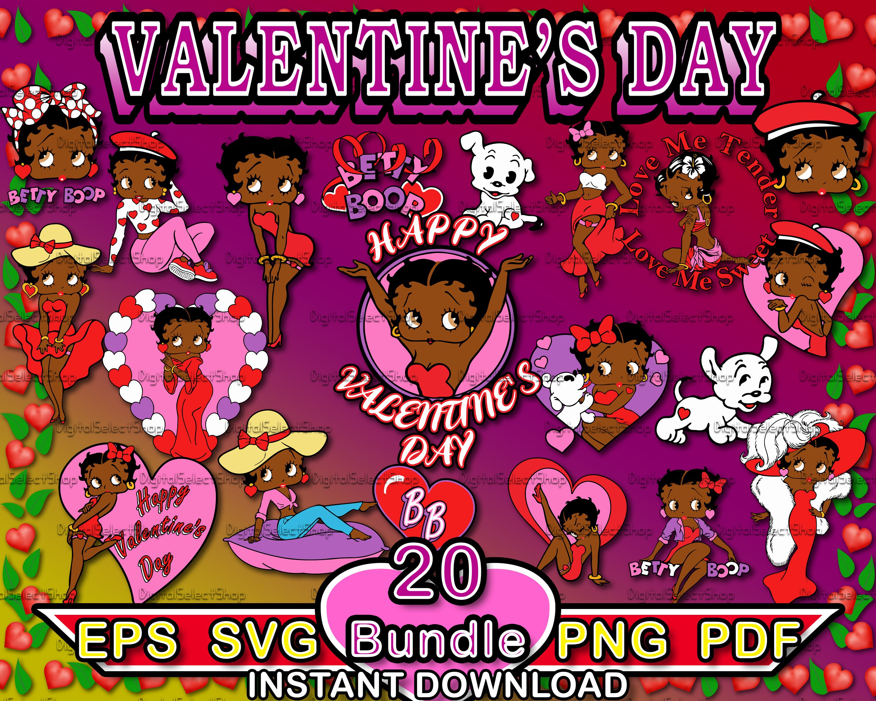 Black Betty Boop Svg Bundle, Valentine Svg, Bundle Layered Svg, PNG ...