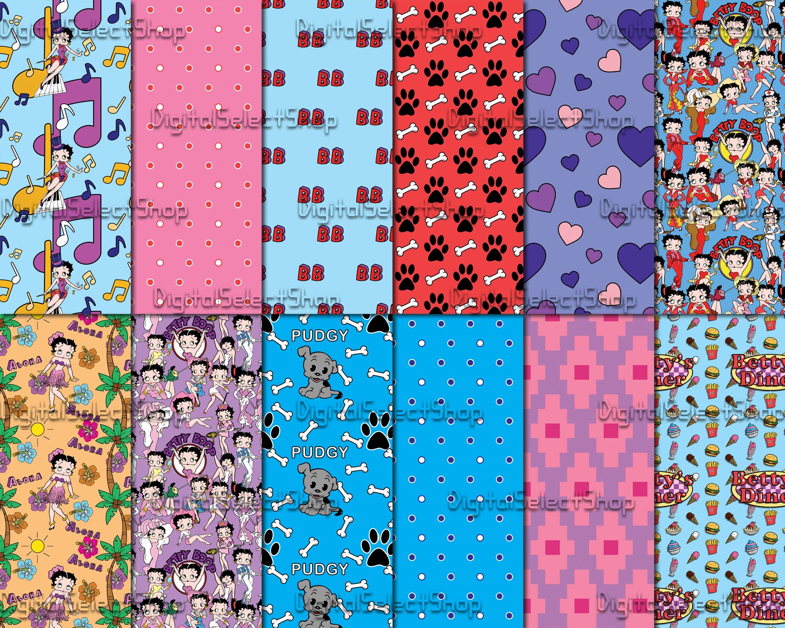 Seamless Digital Paper, Betty Boop Patterns, Scrapbooking, Seamless ...
