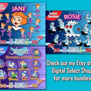 The Jetsons Svg Bundle, Retro Cartoon, Svg Pack, Layered Svg, PNG, PDF ...