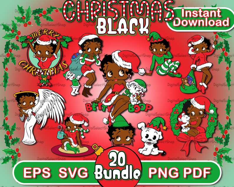 Black Betty Boop Svg Bundle, Christmas Svg, Bundle Layered Svg, PNG ...