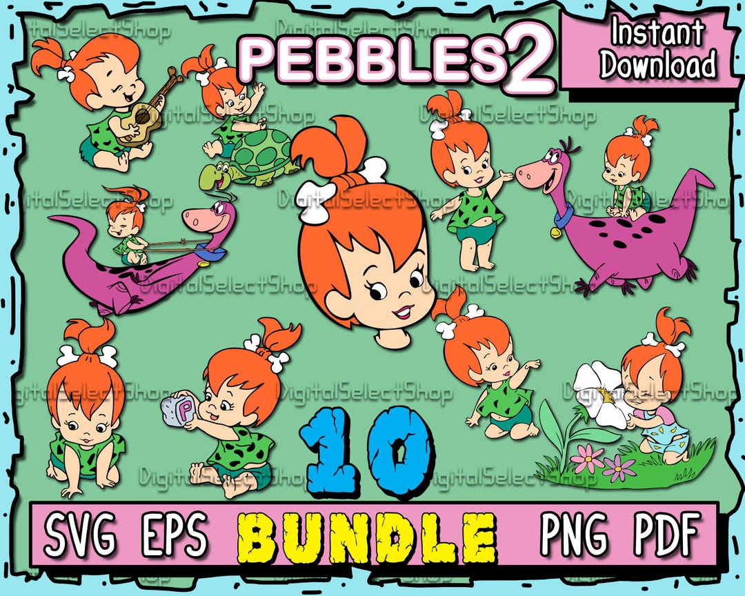 Pebbles Flintstones Svg Bundle, Svg Pack, Layered Svg, PNG, PDF, EPS ...