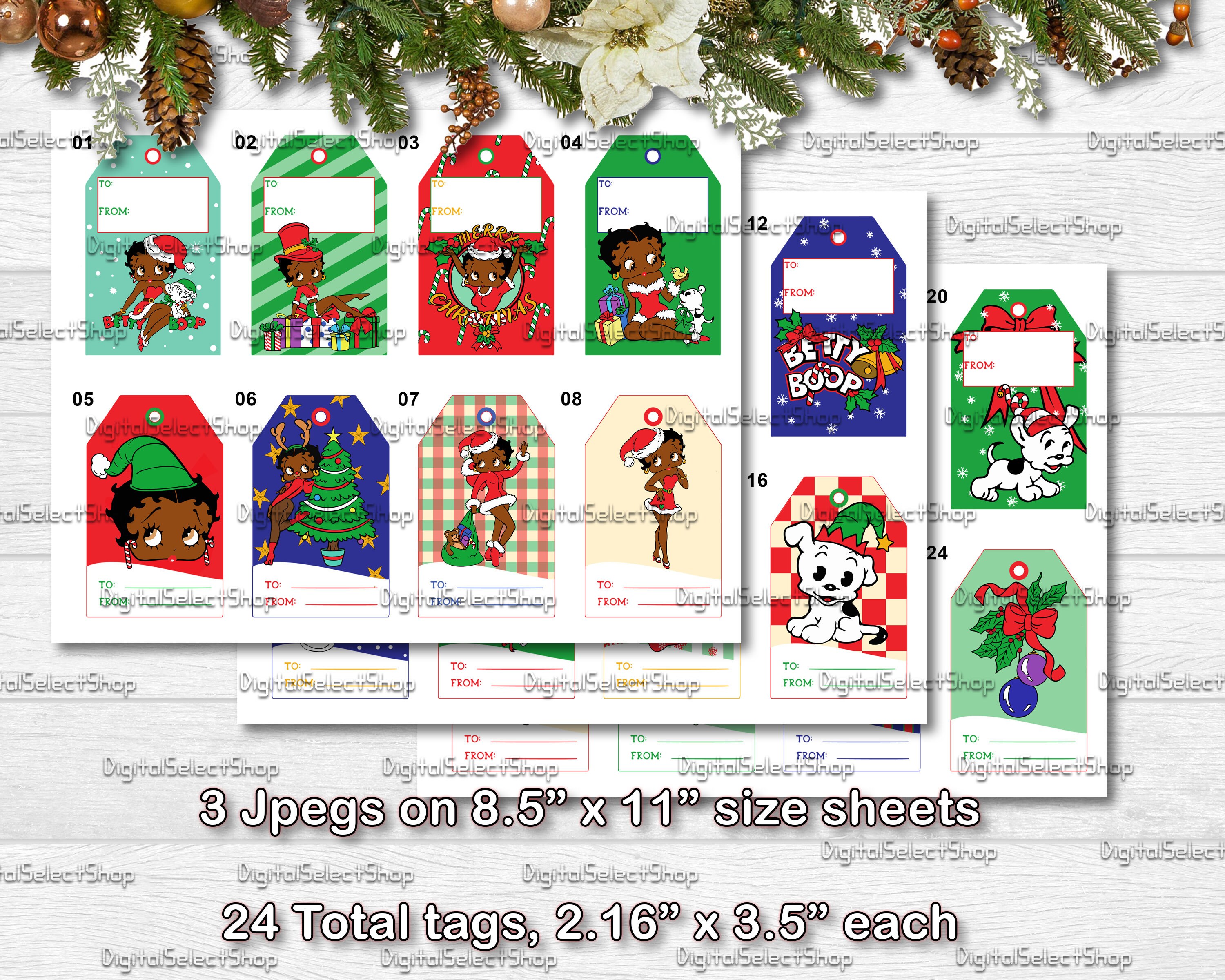 Christmas Printable Gift Tags, Digital Christmas Tags, Gift Tags, Merry ...