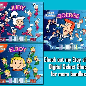 The Jetsons Svg Pack, Retro Cartoon, Svg Bundle, Layered Svg, PNG, PDF ...
