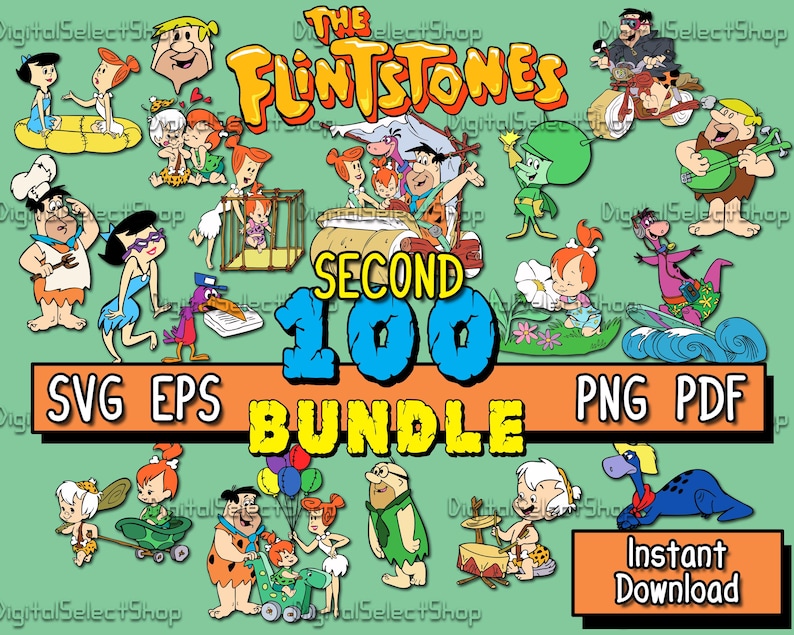 Flintstones Svg Bundle, Second Svg Pack, Layered Svg, PNG, PDF, EPS ...