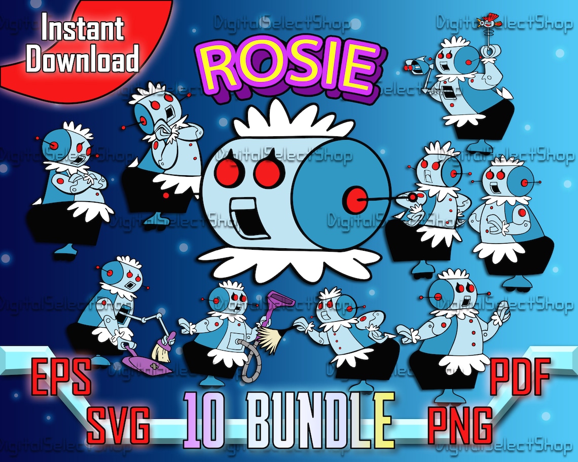 The Jetsons Svg Pack, Rosie Jetson, Retro Cartoon, Svg Bundle, Layered Svg, PNG, PDF, EPS, Files ...