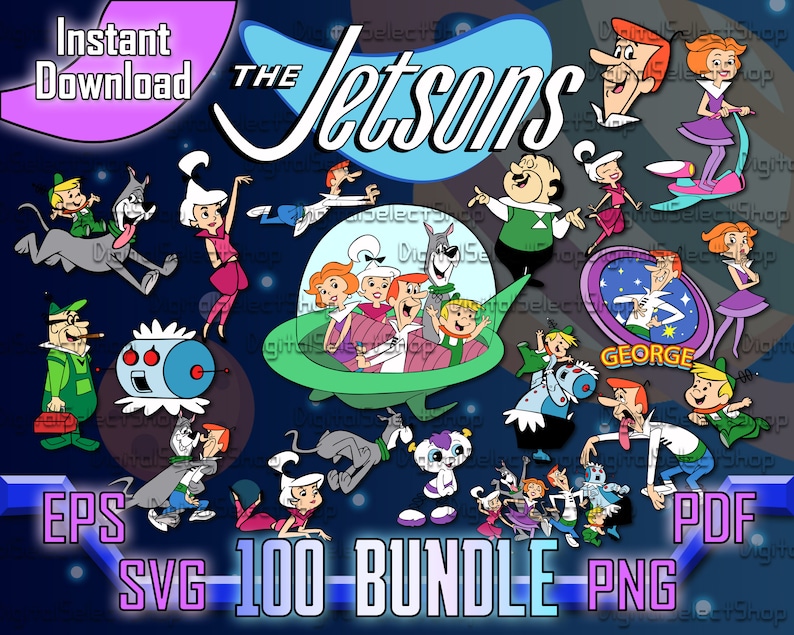 The Jetsons Svg Bundle, Retro Cartoon, Svg Pack, Layered Svg, PNG, PDF ...