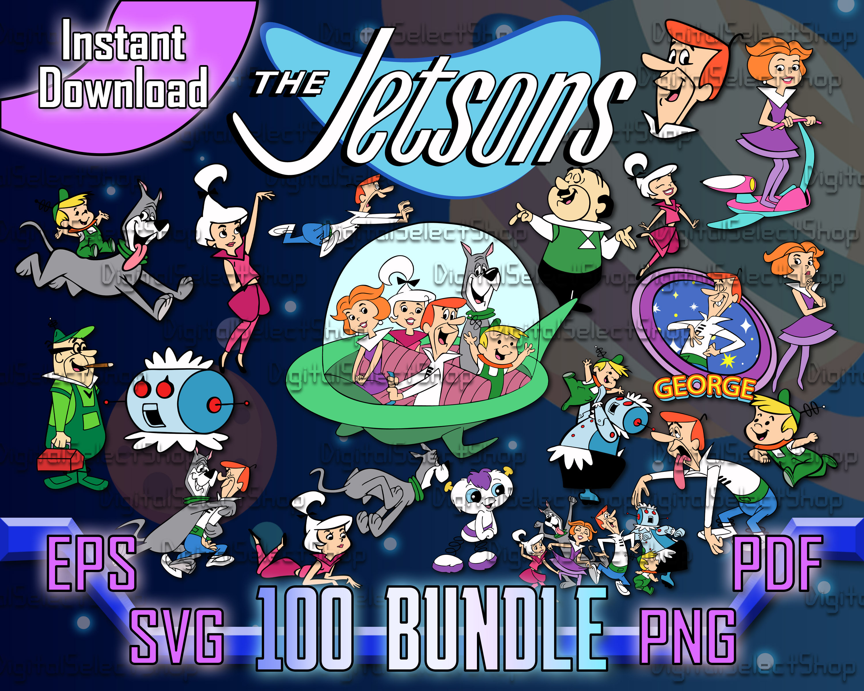 The Jetsons Svg Bundle, Retro Cartoon, Svg Pack, Layered Svg, PNG, PDF ...