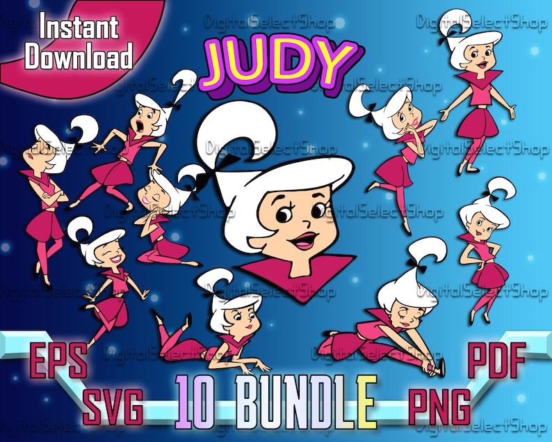 The Jetsons Svg Pack, Judy Jetson, Retro Cartoon, Svg Bundle, Layered ...