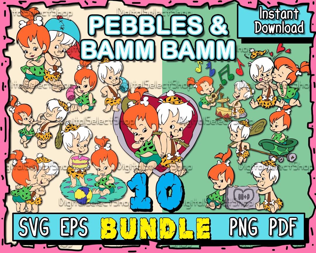 Pebbles Flintstones Svg Bundle, Bamm Bamm, Svg Pack, Layered Svg, PNG ...