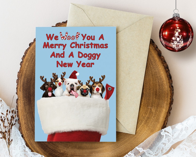 Printable Dog Holiday Cards Bundle Christmas Card Dog - Etsy