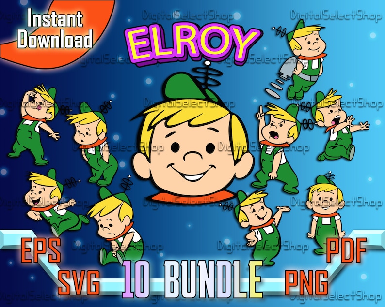 The Jetsons Svg Pack, Elroy Jetson, Retro Cartoon, Svg Bundle, Layered ...
