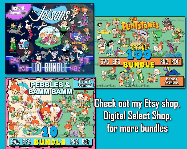 Flintstones Svg Bundle, Svg Pack, Layered Svg, PNG, PDF, EPS, Files for Cricut,, Svg Bundle ...