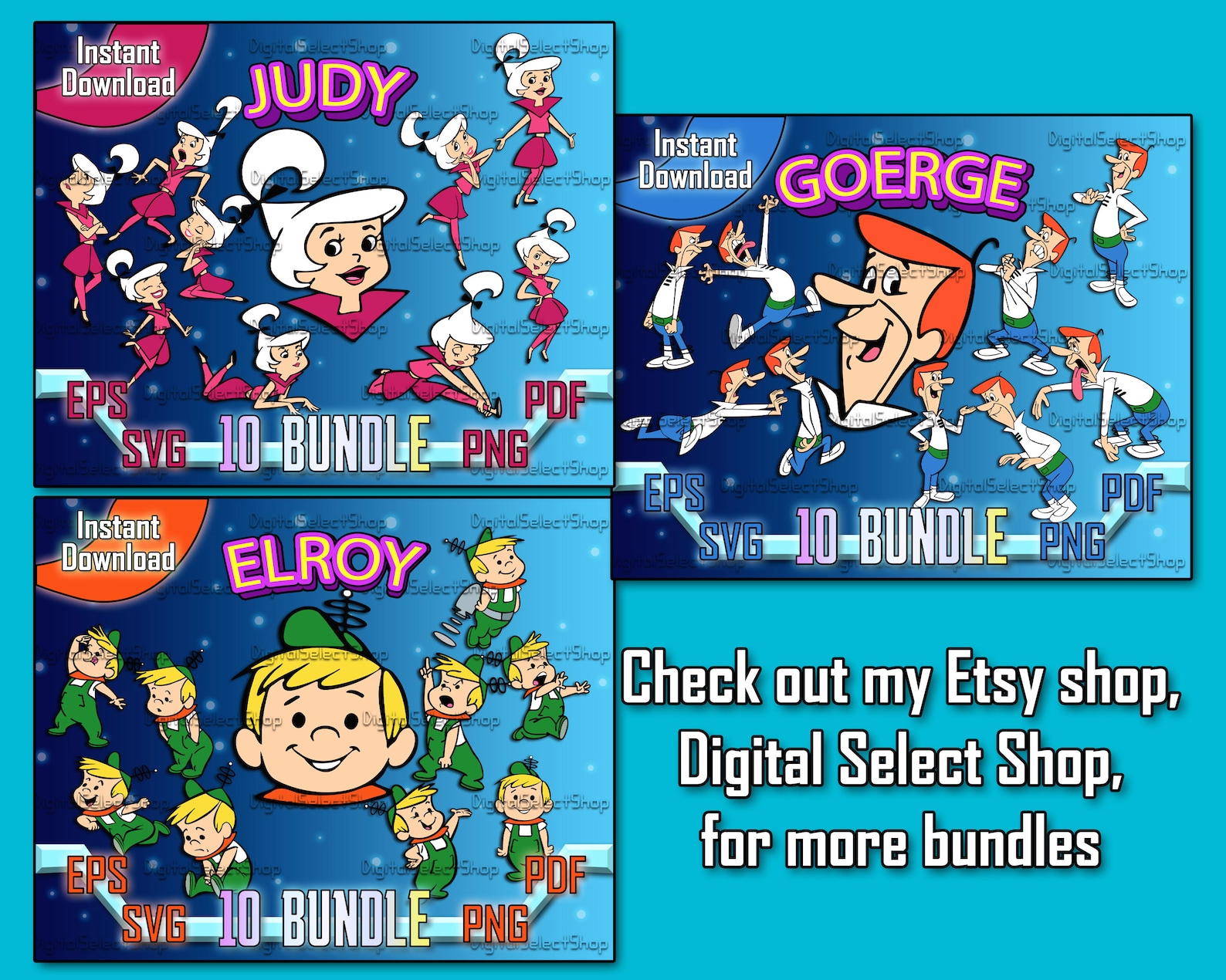 The Jetsons Svg Pack, Rosie Jetson, Retro Cartoon, Svg Bundle, Layered ...