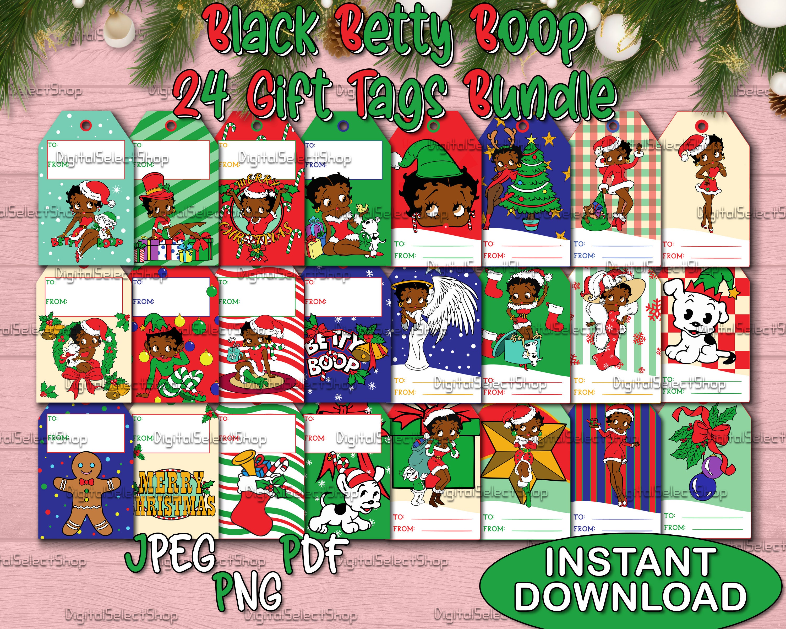Christmas Printable Gift Tags, Digital Christmas Tags, Gift Tags, Merry ...
