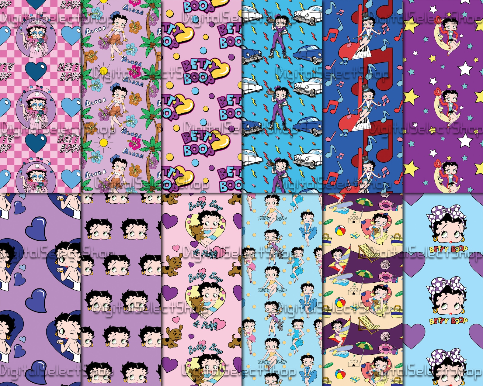 Seamless Digital Paper, Betty Boop Patterns, Scrapbooking, Seamless ...