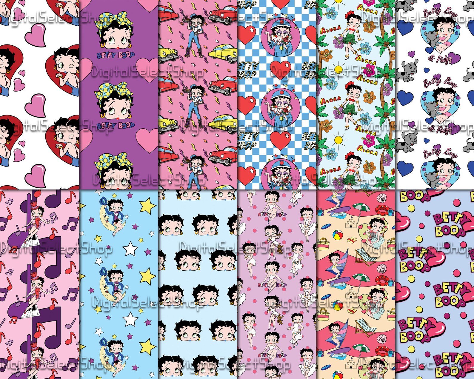 Seamless Digital Paper, Betty Boop Patterns, Scrapbooking, Seamless ...