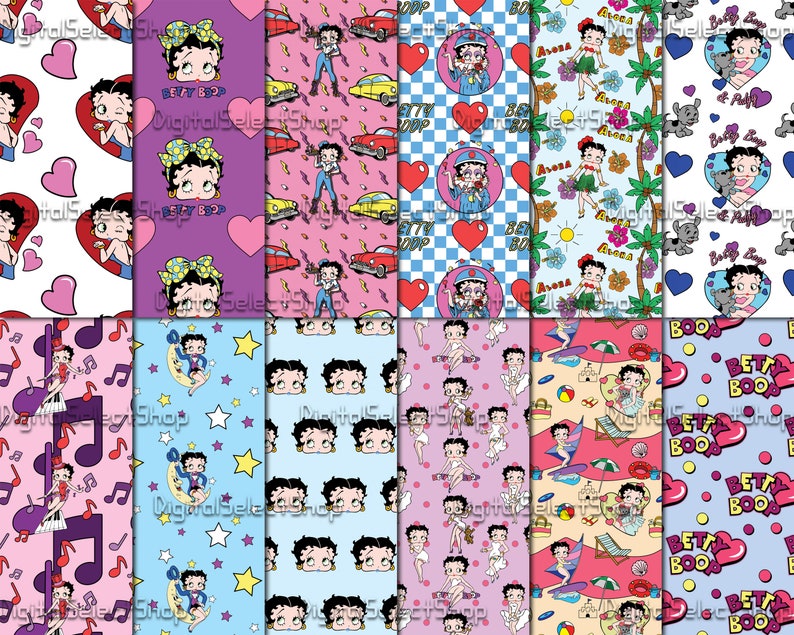 Seamless Digital Paper, Betty Boop Patterns, Scrapbooking, Seamless ...