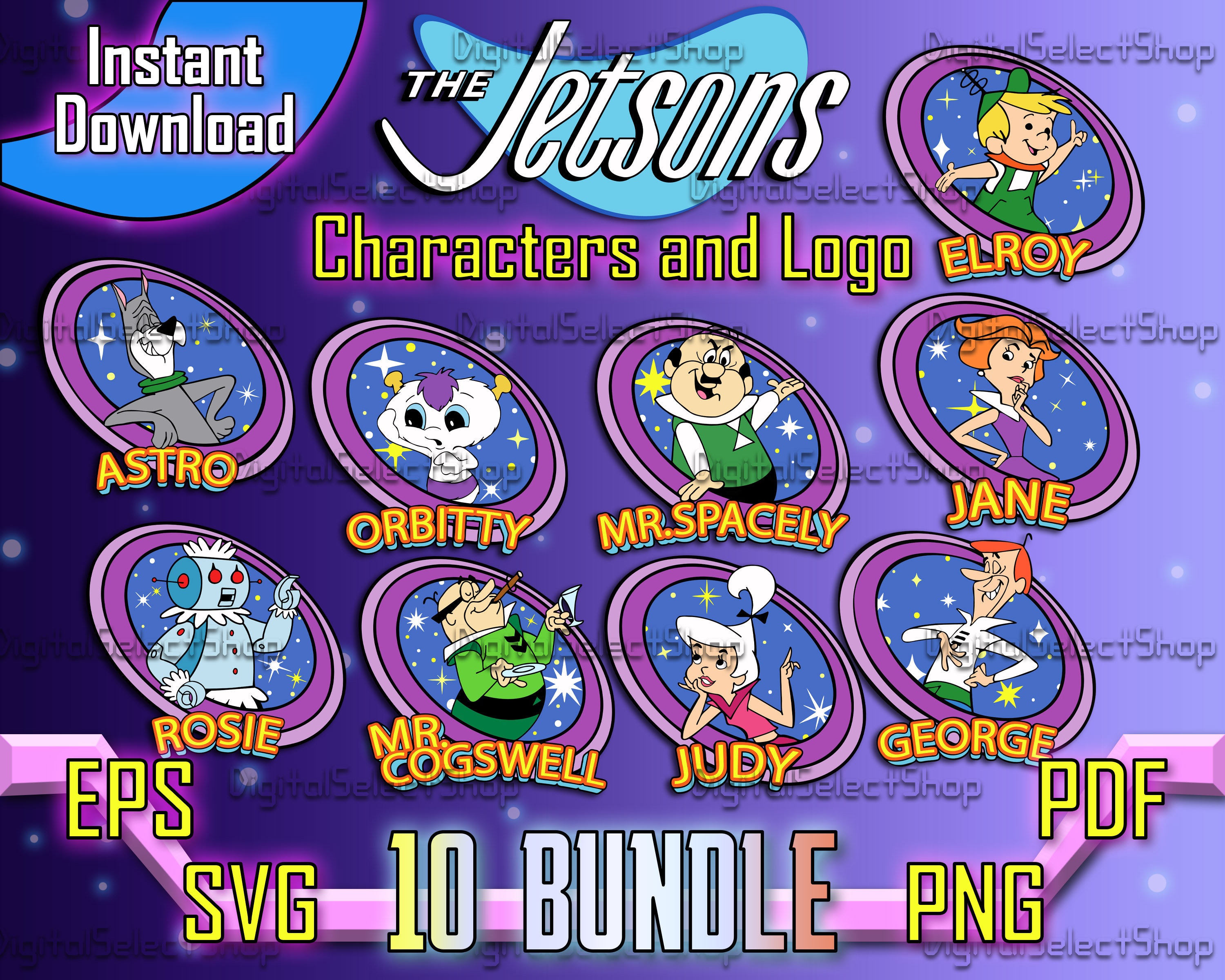 The Jetsons Svg Pack, Retro Cartoon, Svg Bundle, Layered Svg, PNG, PDF ...