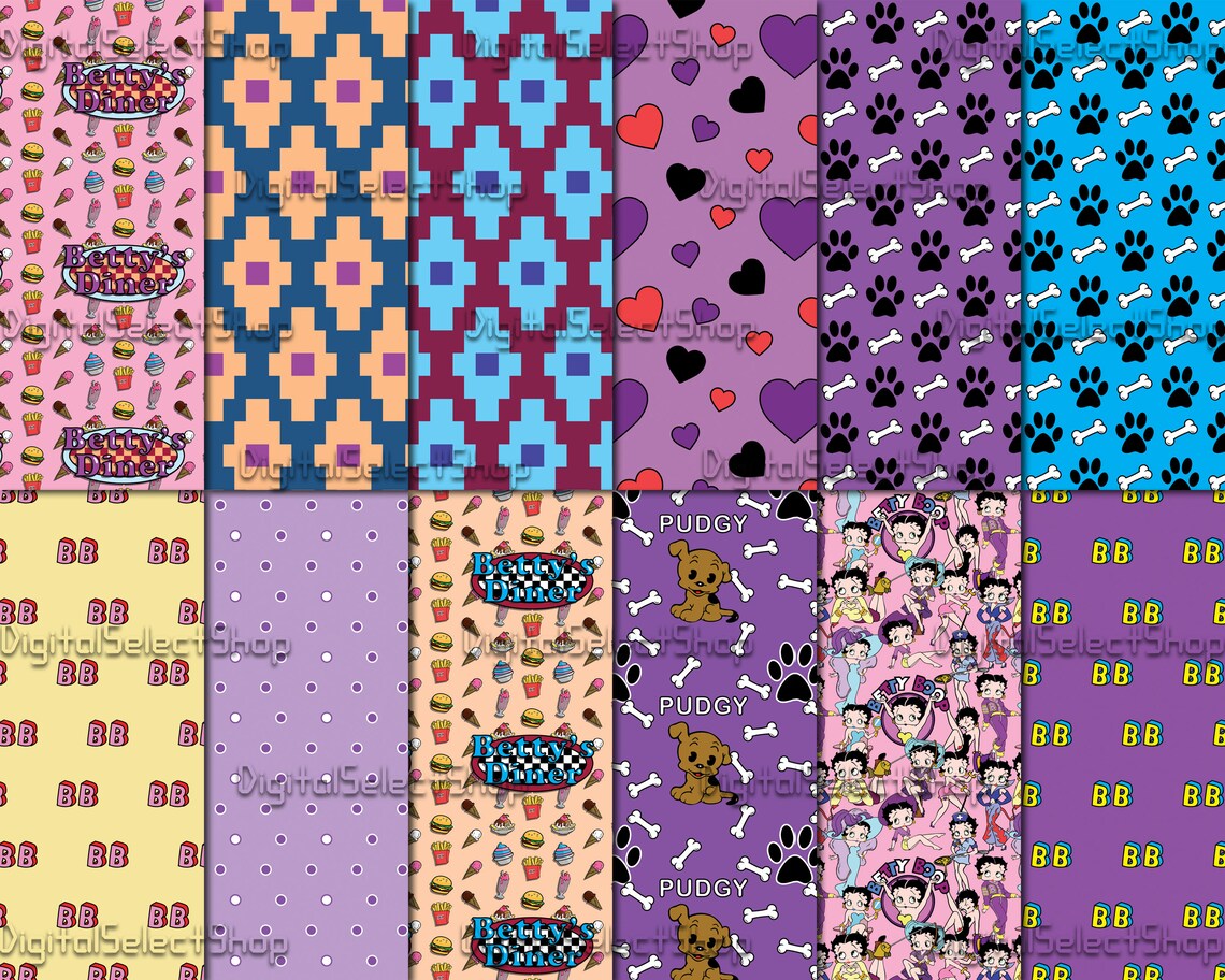 Seamless Digital Paper, Betty Boop Patterns, Scrapbooking, Seamless ...
