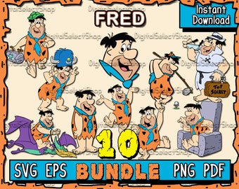 Fred Flintstones Svg Bundle, Svg Pack, Layered Svg, PNG, PDF, EPS ...