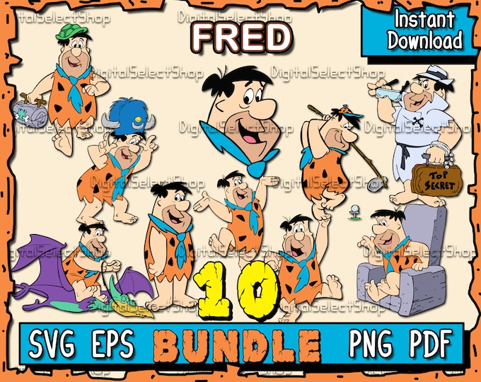 Fred Flintstones Svg Bundle, Svg Pack, Layered Svg, PNG, PDF, EPS ...