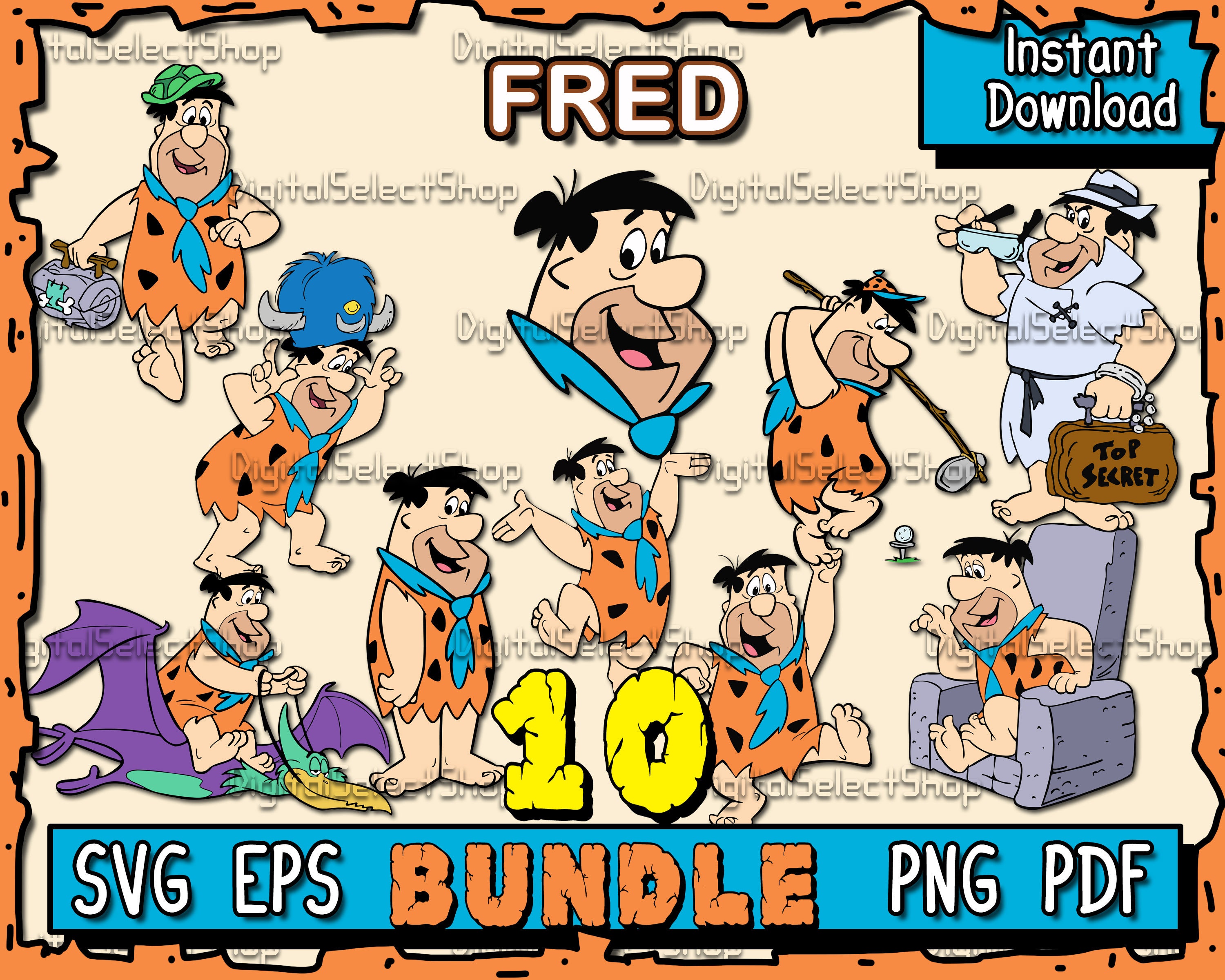 Fred Flintstones Svg Bundle, Svg Pack, Layered Svg, PNG, PDF, EPS ...