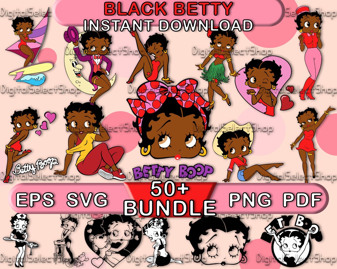 Black Betty Boop Svg Package, African, Bundle Layered Svg, PNG, PDF ...