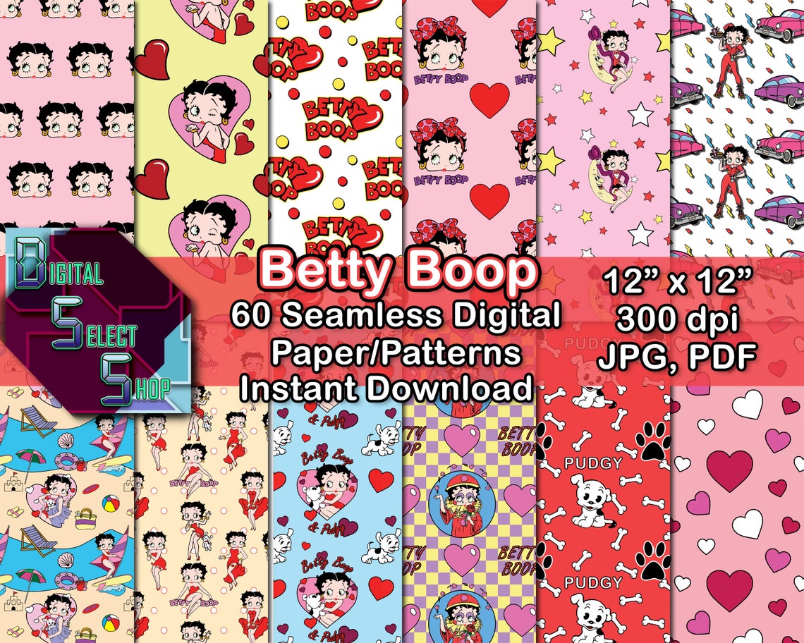 Seamless Digital Paper, Betty Boop Patterns, Scrapbooking, Seamless ...