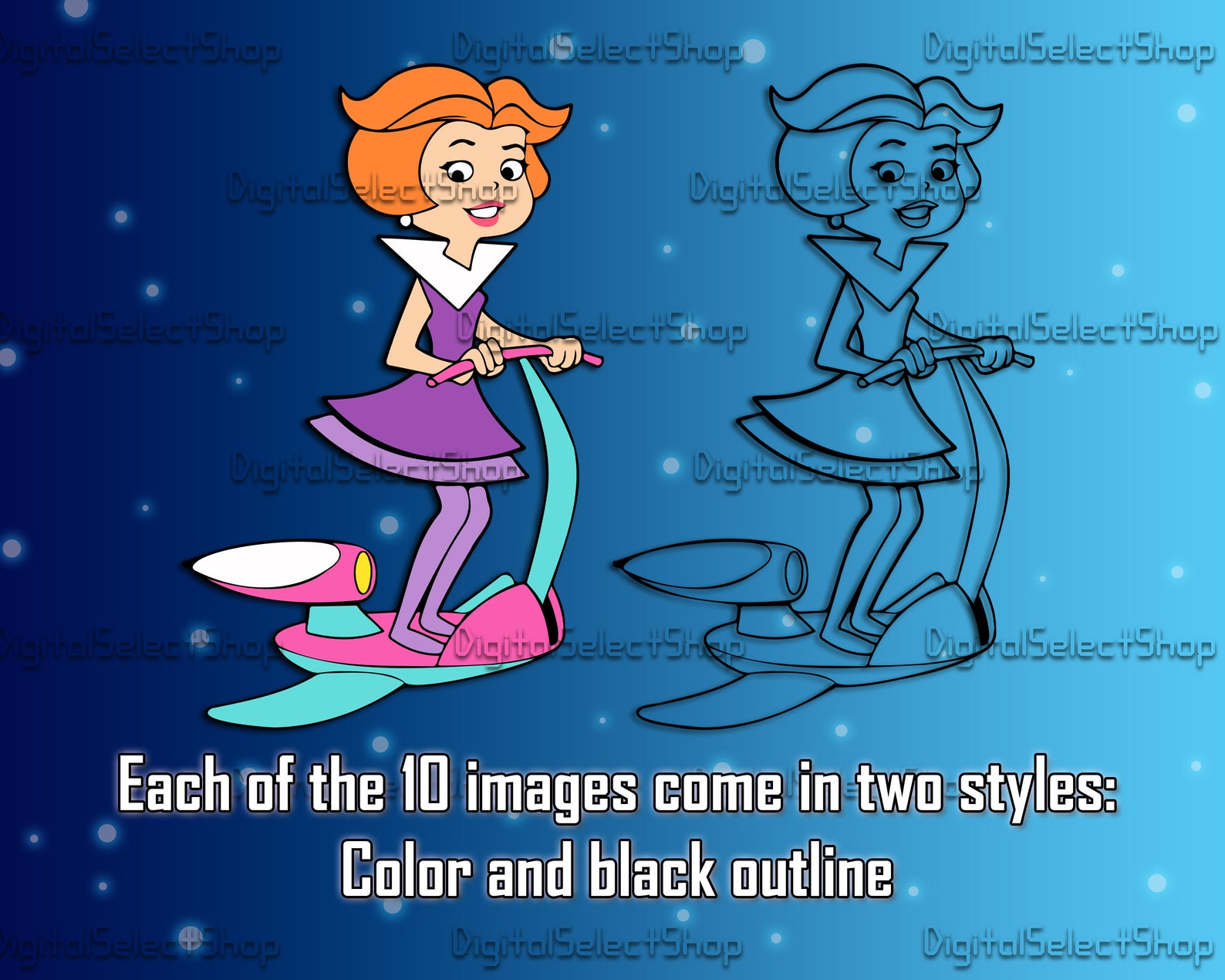 The Jetsons Svg Pack, Jane Jetson, Retro Cartoon, Svg Bundle, Layered ...