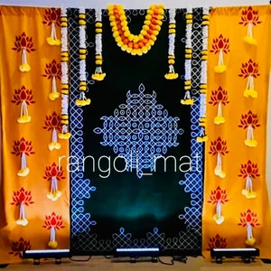 Hand Painted Velvet Cloth Kolam Backdrop / Muggu Backdrop / Festive ...